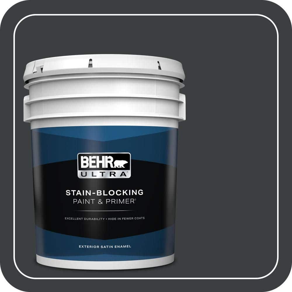 BEHR ULTRA 5 gal. #ECC-25-3 Obsidian Stone Satin Enamel Exterior Paint ...