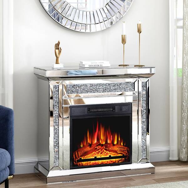 shyfoy 29.9 in. W x 31.5 in. H Irregular Frameless Mirror Fireplace ...