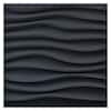 Art3dwallpanels Wave 19.7 in. x 19.7 in. Black PVC 3D Decorative Wall ...