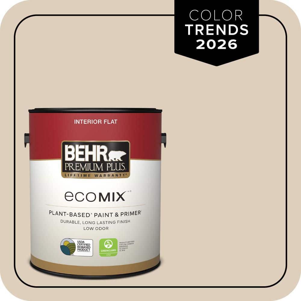 BEHR PREMIUM PLUS 1 gal. #MQ3-11 Dainty Lace Flat EcoMix Plant-Based ...