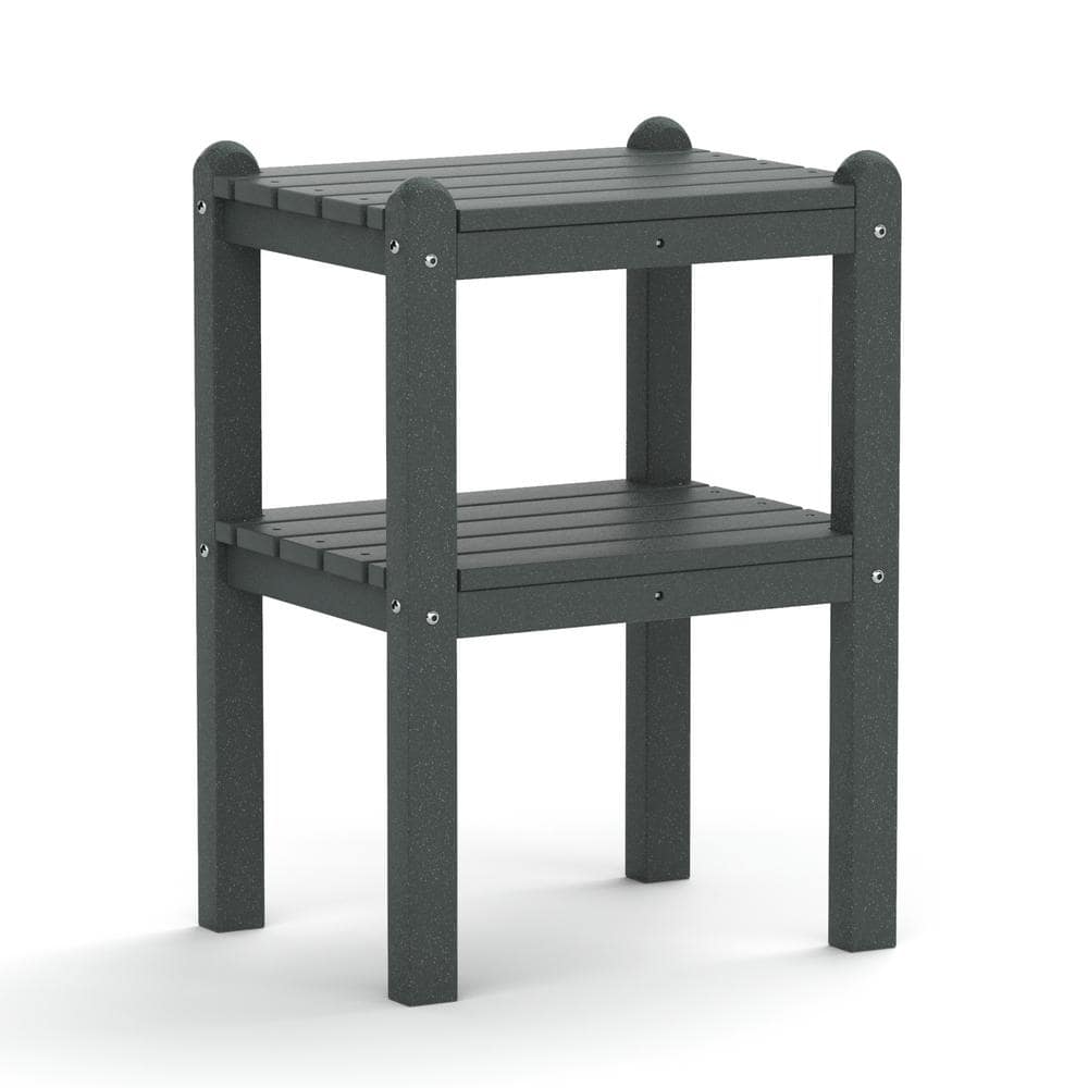 14.2 in. x 18.5 in. x 22.6 in. in Gray Double Outdoor Side Table ...