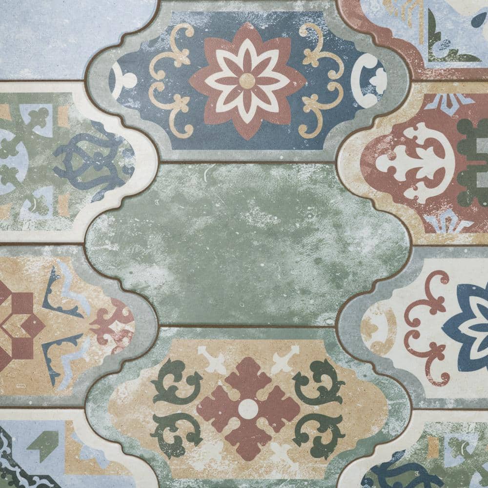 Merola Tile Corinto Provenzal Colors Mix 6-1/4 in. x 12-3/4 in. Porcelain Floor and Wall Tile (8 ...