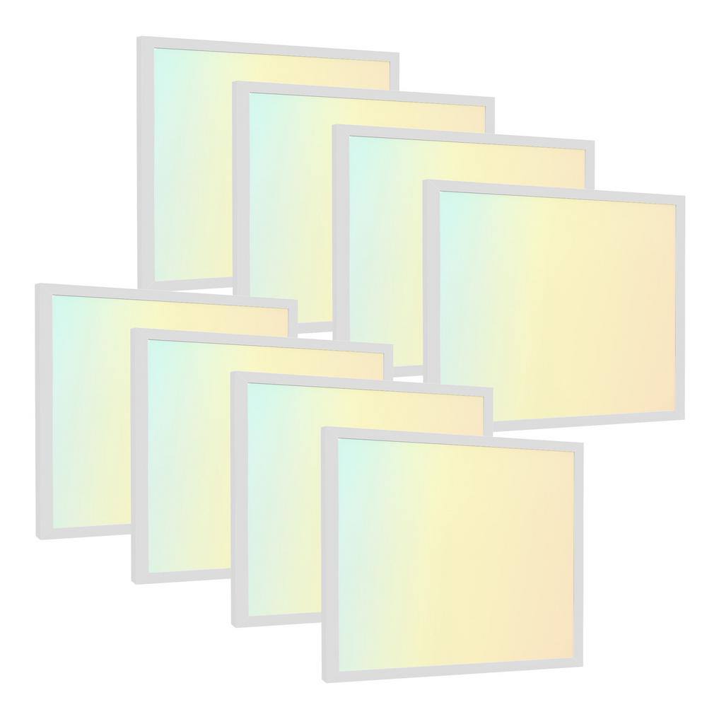 RUN BISON 8-Pack 2 ft. x 2ft. Dimmable White CCT and Wattage Selectable ...