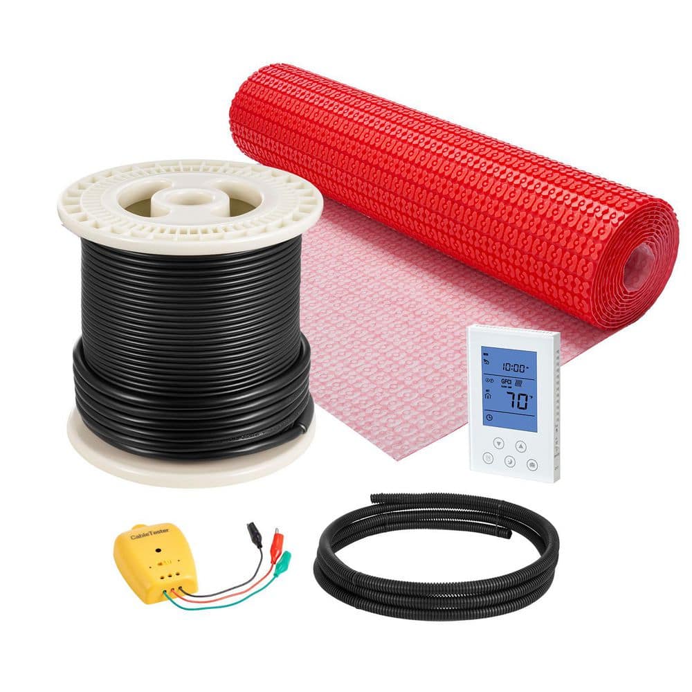 VEVOR 80 sq. ft. Electric Floor Heating Mat System, 3.3 ft. x 11.18 in ...