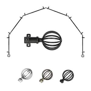 EMOH 13/16" Dia Adjustable 6 Sided Bay Window Curtain Rod 28 to 48 ...