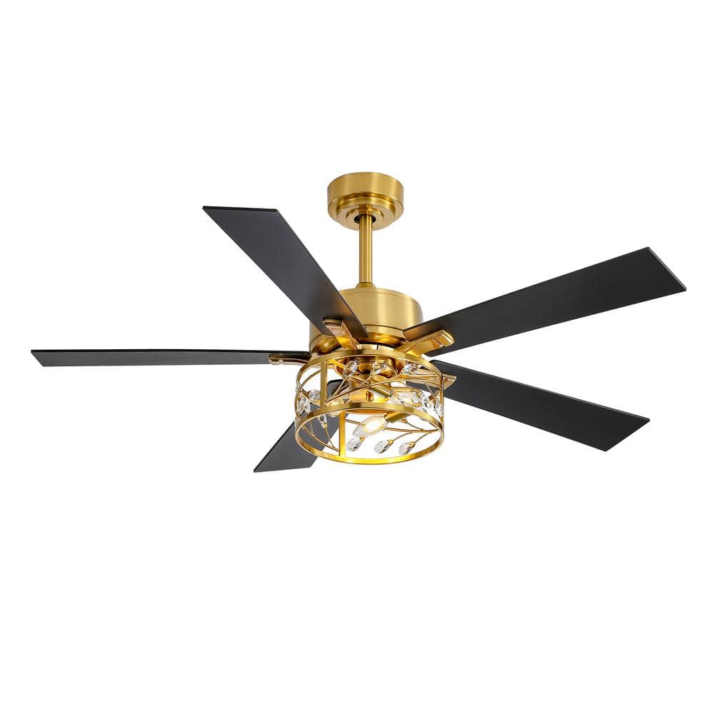 Breezary Blooming 52 in. Indoor Gold Ceiling Fans with Light Kit and ...