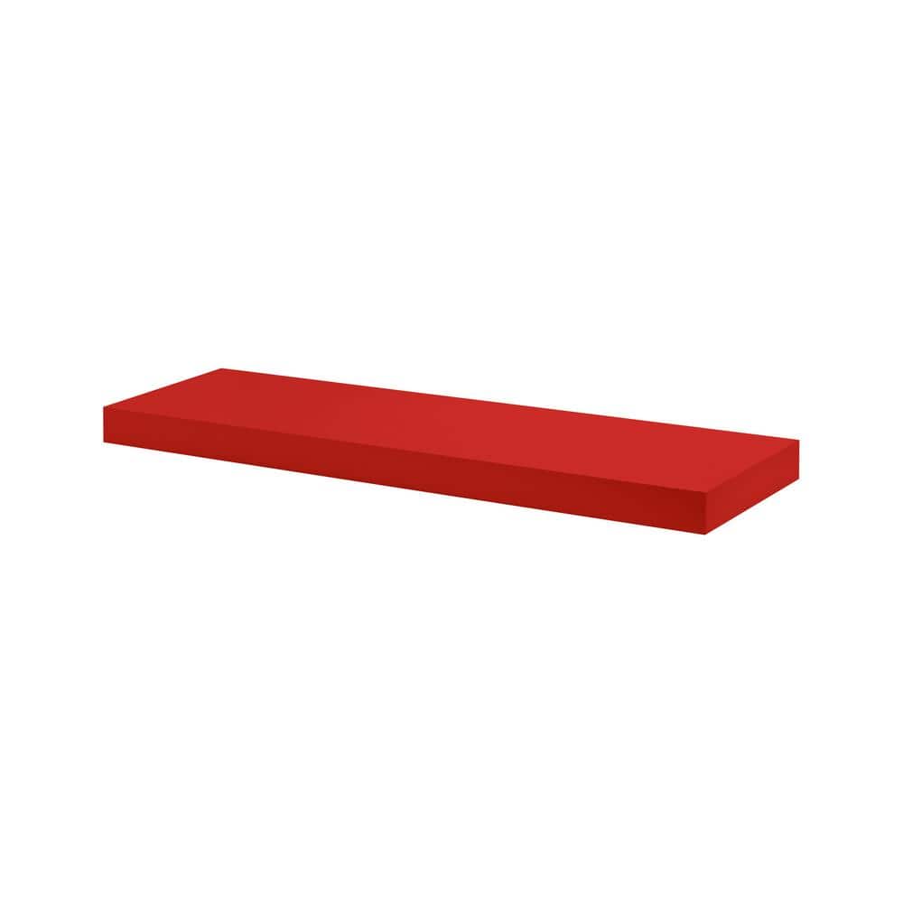 Dolle BIG BOY 35.4 in. x 9.8 in. x 2 in. Red MDF Floating Decorative Wall Shelf with Brackets 26602 The Home Depot