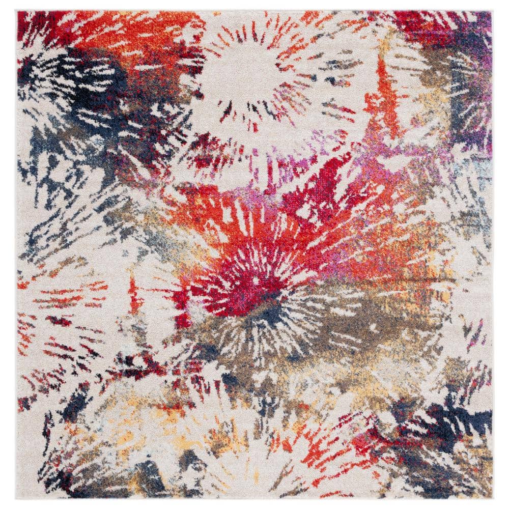 SAFAVIEH Adirondack Ivory/Fuchsia Gold 6 ft. x 6 ft. Eclectic Splatter ...