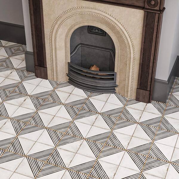 Merola Tile Kings Rombos Nero 8-3/4 in. x 8-3/4 in. Ceramic Floor and ...