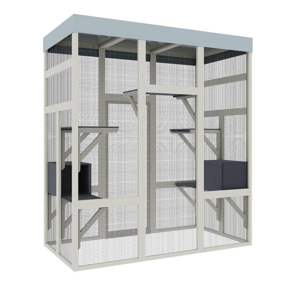 62.6 in. Gray Wood Outdoor Pet Enclosure with Waterproof Top, Spacious ...