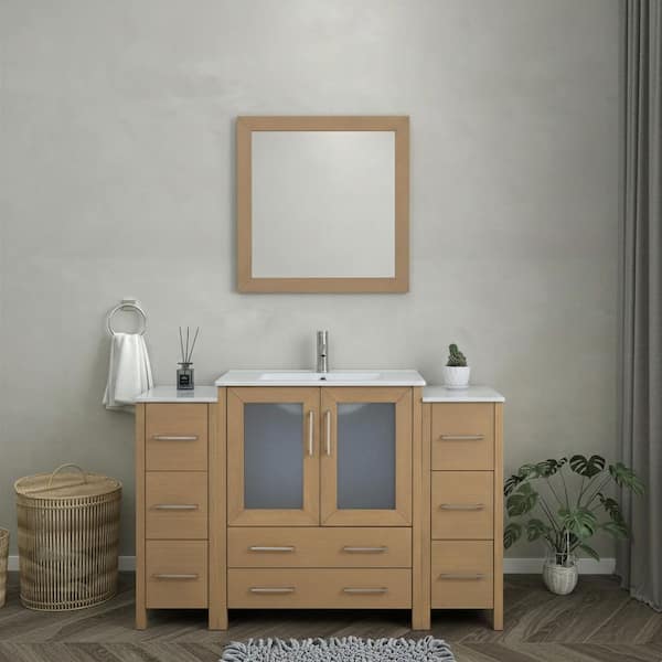 Reviews for Vanity Art Brescia 54 in. Single Sink Freestanding Natural ...