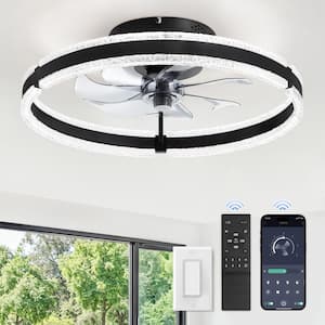 HINNIXY 20 in. Smart Indoor Black Crystal Ceiling Fan with Integrated ...