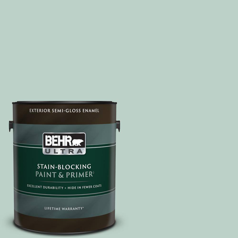 BEHR ULTRA 1 gal. #S420-2 Moon Glass Semi-Gloss Enamel Exterior Paint ...