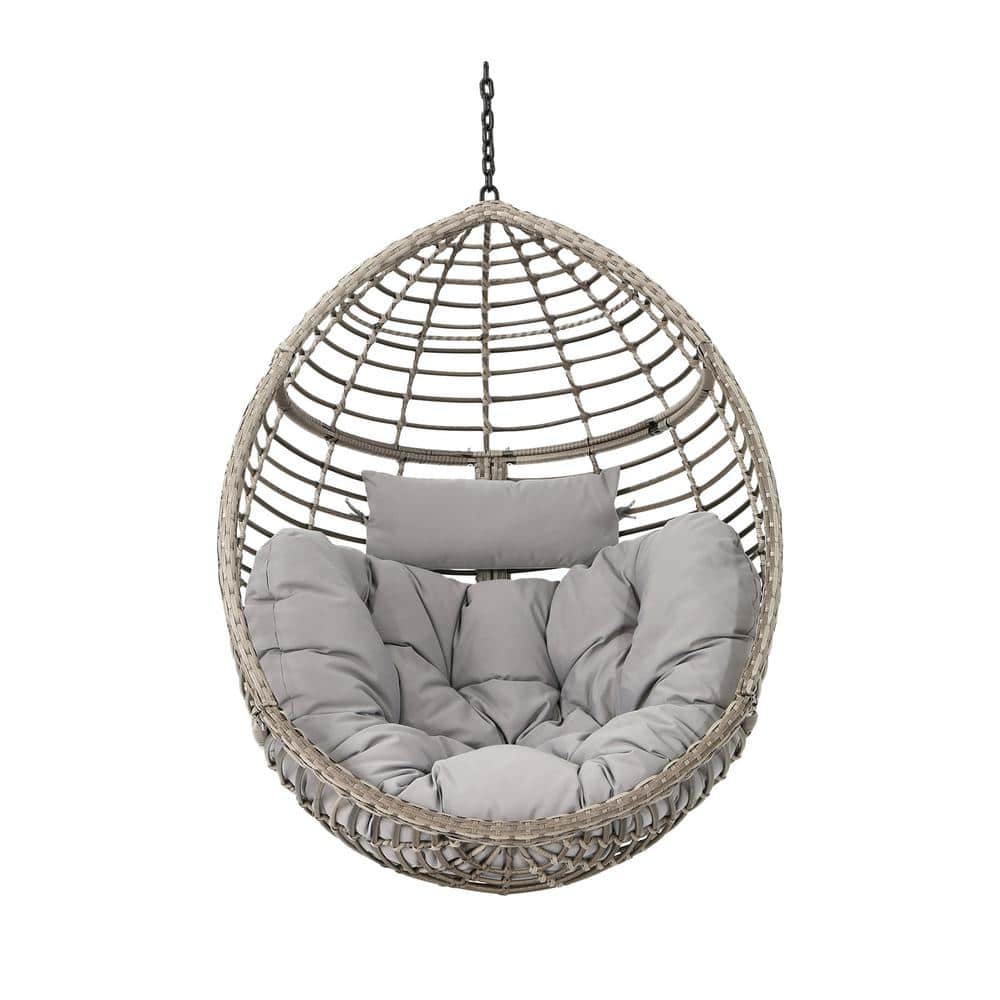 Tunearary Polyethylene Wicker Gray Hanging Chair Outdoor Rocking Chair ...