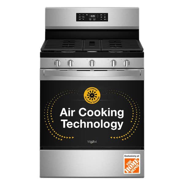 Whirlpool 30 in. 5 Burners Freestanding Gas Range in Stainless Steel ...