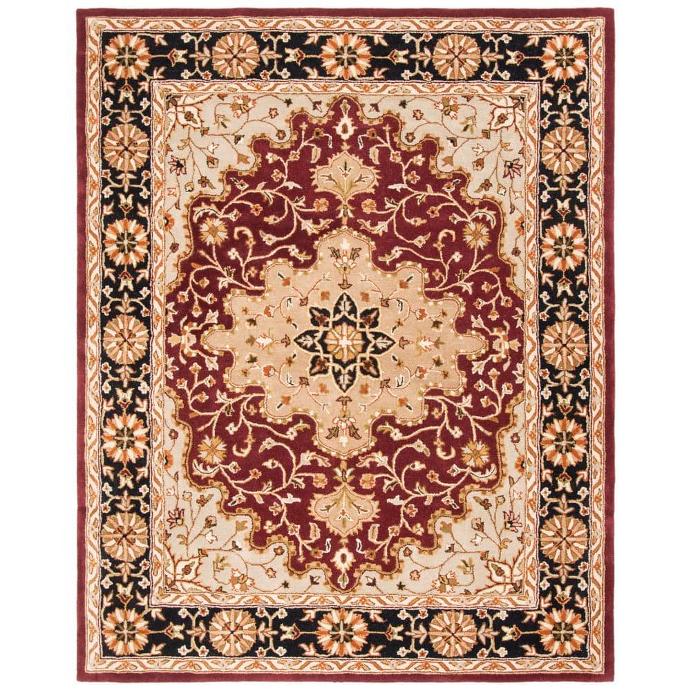 SAFAVIEH Heritage Red/Black 10 ft. x 14 ft. Medallion Border Area Rug ...