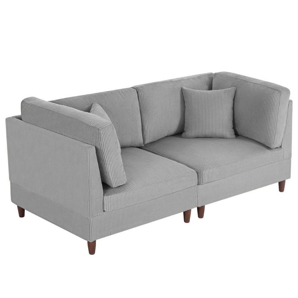 Uixe 80 in. Modern Straight Arm Corduroy Upholstered Rectangle 2-Seater ...
