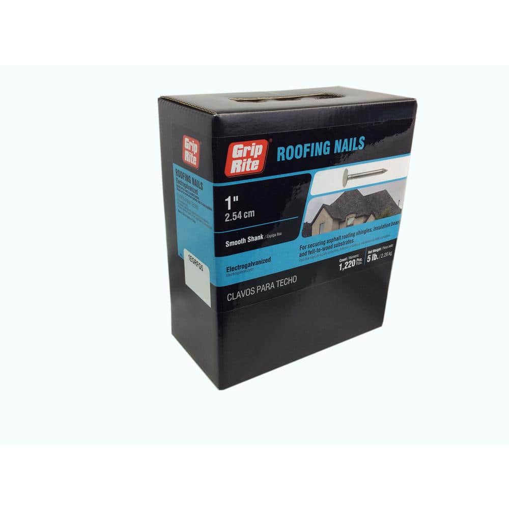 Grip-Rite 1 in. x 11-Gauge Electrogalvanized Smooth Shank Roofing Nails ...