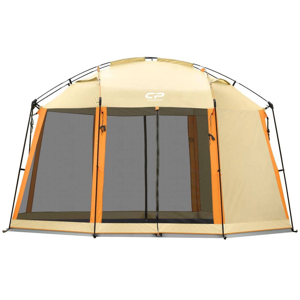 144 in. x 120 in. Beige Polyester Screened Mesh Net Wall Canopy Tent ...