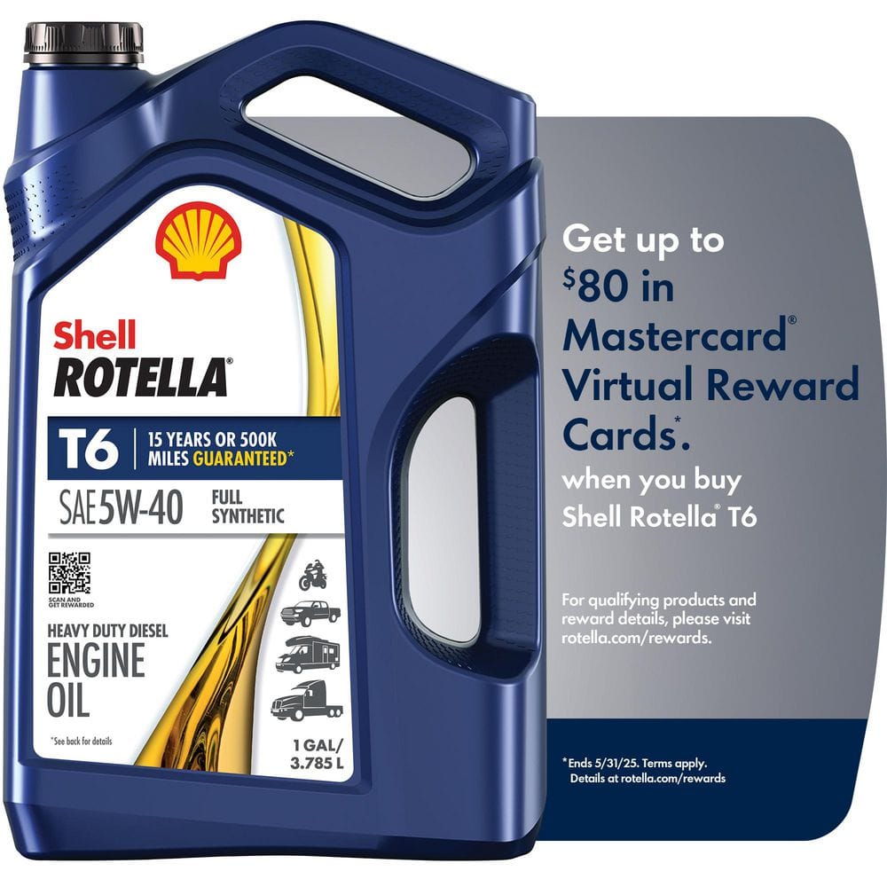 Shell Rotella T6 Full Synthetic SAE 5W-40 Diesel Motor Oil 1 Gal ...