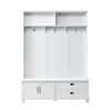 URTR Modern White Hall Tree with Storage Cabinet, Shelves and Drawers ...
