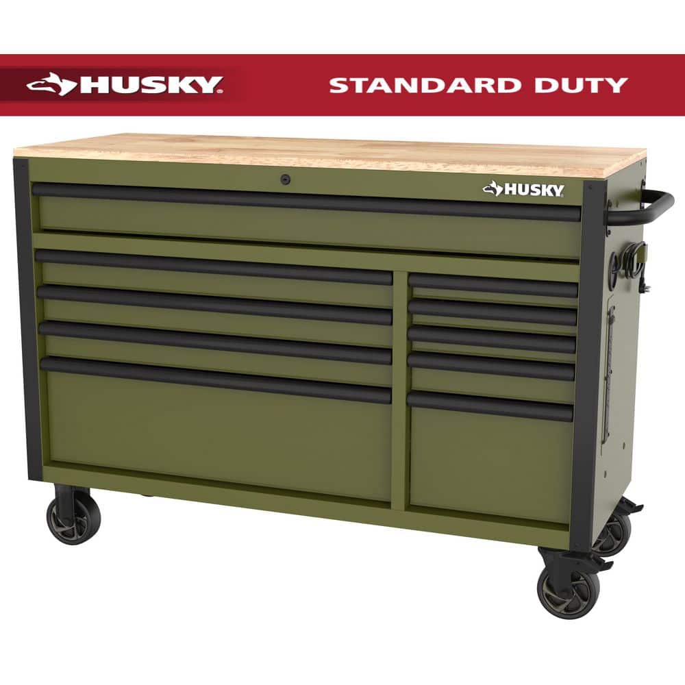 Reviews for Husky Standard-Duty 52 in. W 10-Drawer Matte Army Green ...