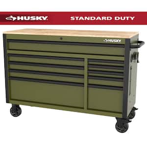 Husky Tool Storage 52 in. W x 25 in. D Standard Duty Gloss Gray Mobile ...