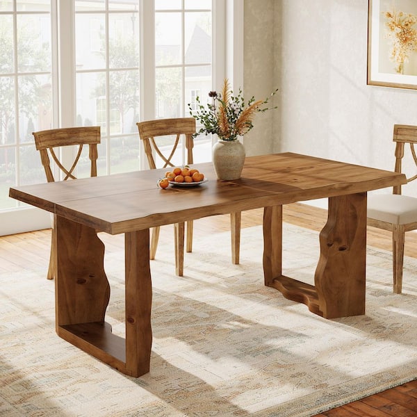 Reviews for BYBLIGHT Roesler Brown Wood 63 in. Pedestal Dining Table ...