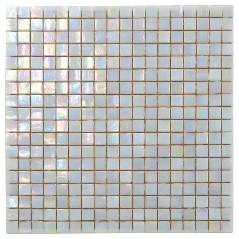 Apollo Tile Skosh 11.6 in. x 11.6 in. Glossy Light Beige Glass Mosaic ...