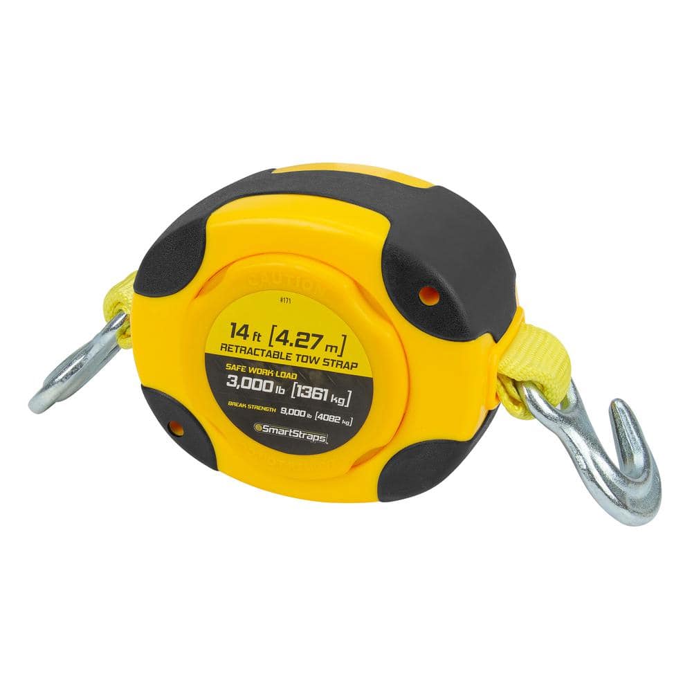 SmartStraps 14 ft. 3,000 lb. Working Load Limit Yellow Retractable Tow ...