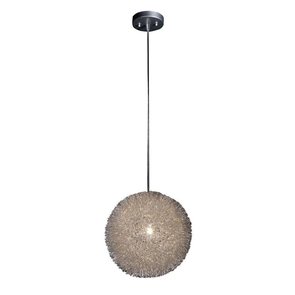 Trend Lighting Luminary 1-Light Metallic Silver Pendant With Hand Woven ...