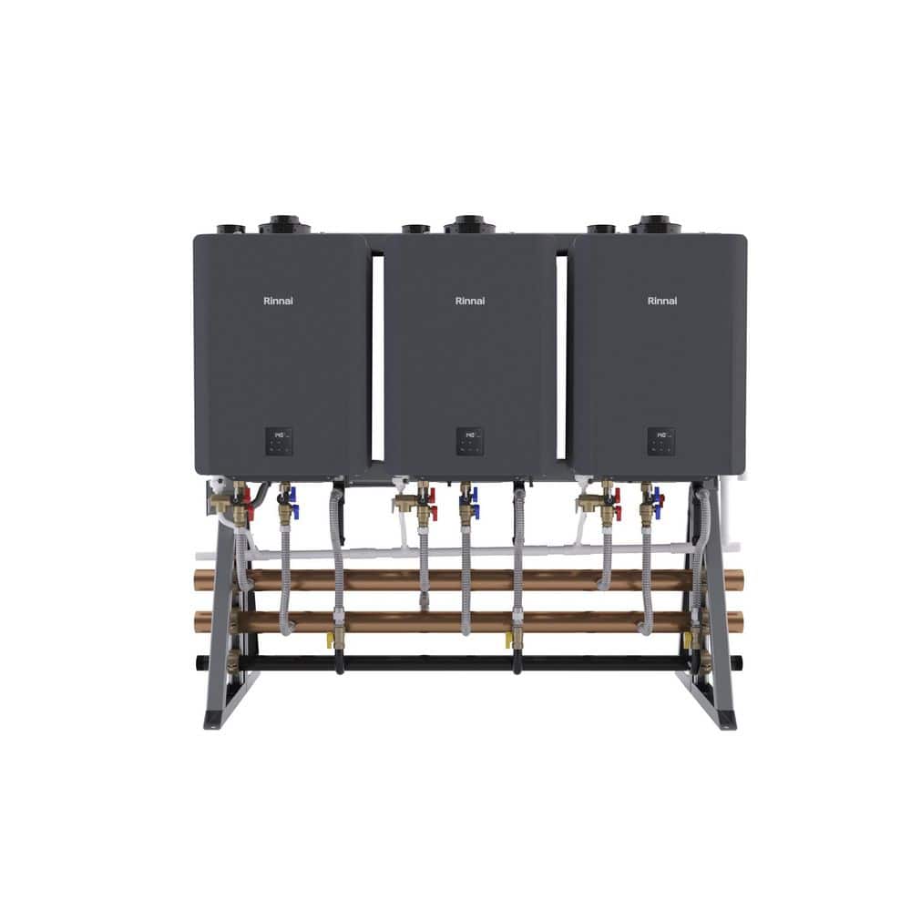 Rinnai TRS Inline Free Standing 3-Unit Tankless Water Heater System ...
