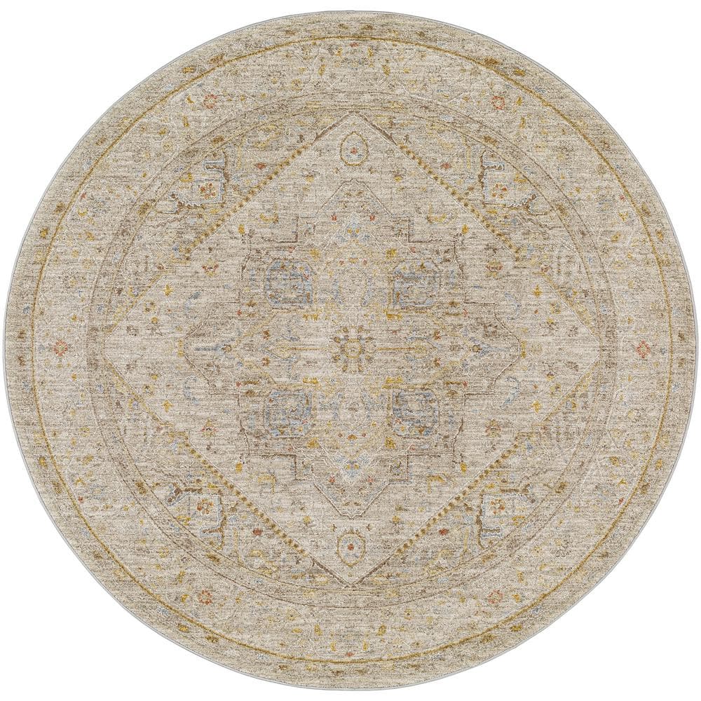 Livabliss Avant Garde Gray Traditional 8 ft. Round ft. Indoor Area Rug ...