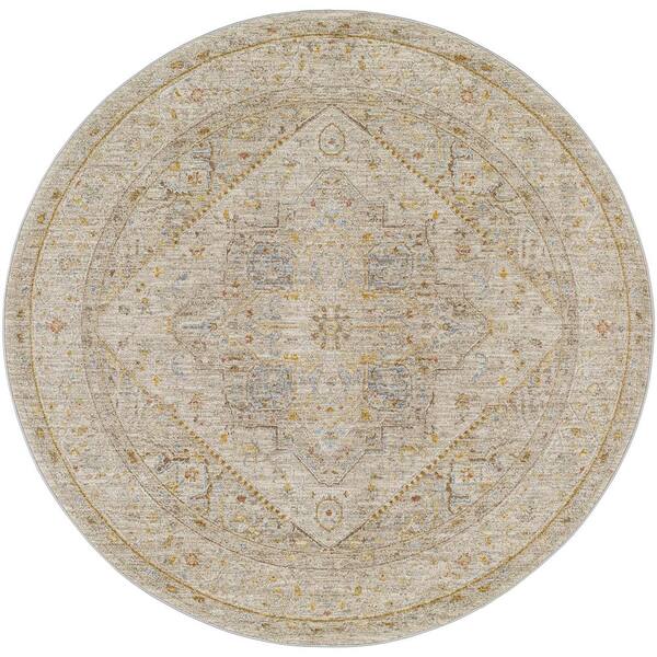 Livabliss Avant Garde Gray Traditional 8 ft. Round ft. Indoor Area Rug ...