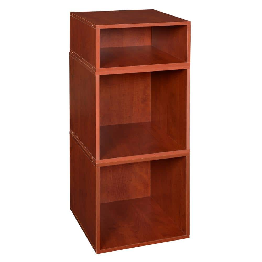 Niche 32.5 in. H x 13 in. W x 13 in. D Cherry Wood 3-Cube Organizer ...