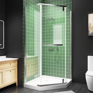 ES-DIY 36 in. W. x 36 in. D x 72 in. H Neo Angle Pivot Frameless Corner Shower Enclosure in ...