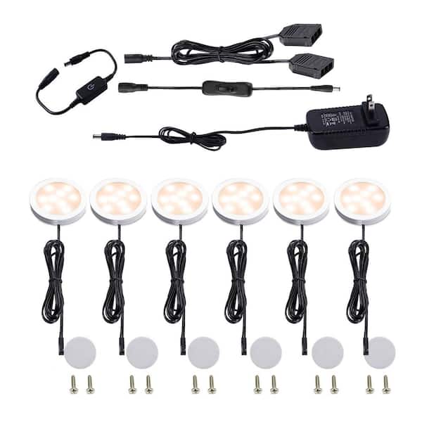 WTYUIO 6 Pack LED Puck Lights, Dimmable Touch Switch Under Cabinet ...
