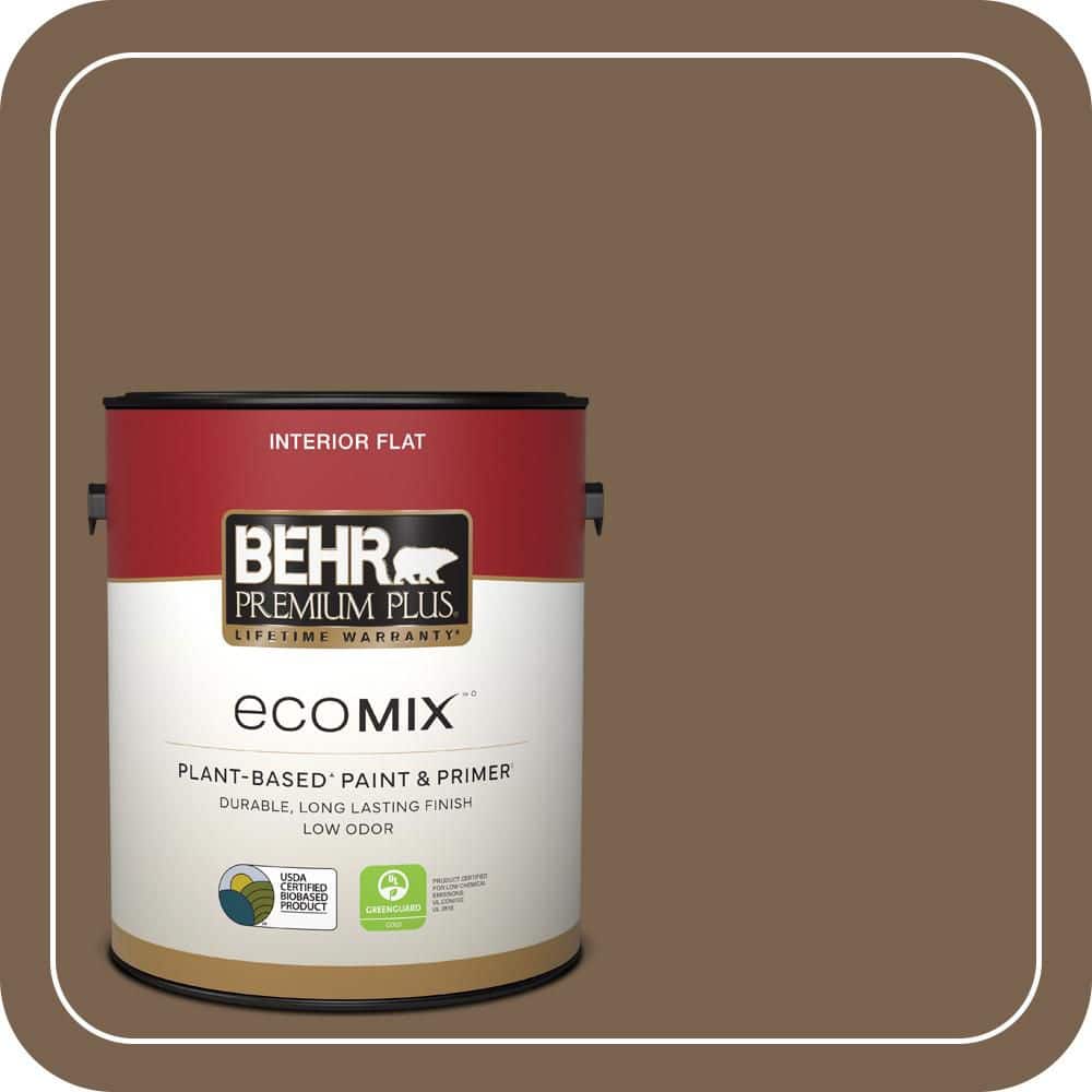 BEHR PREMIUM PLUS 1 gal. #N260-7 Folk Guitar Flat EcoMix Plant-Based ...