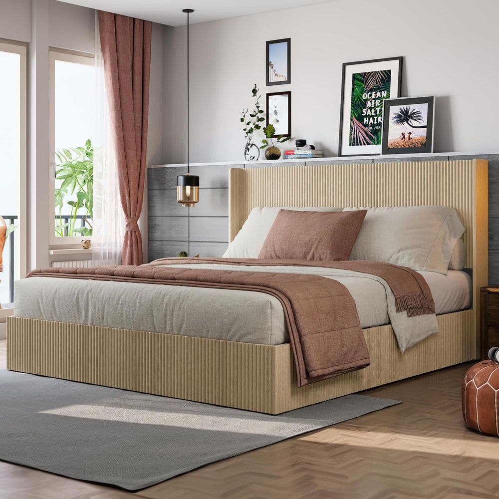 Noble House Blair Brown Wood Frame King Size Platform Bed with Lift Up ...