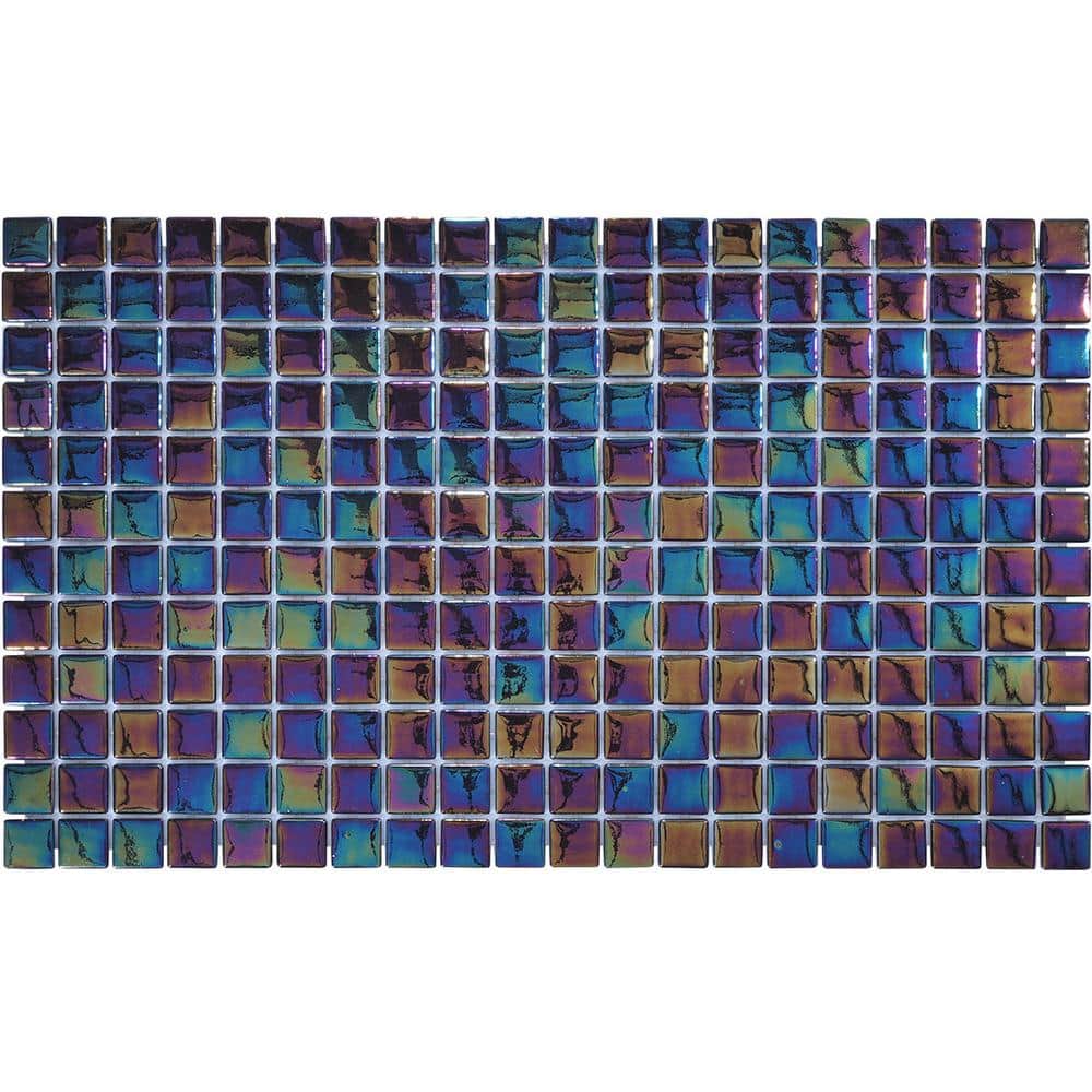 The Tile Doctor Glass Tile Love Midnight Black Mix Chips Mosaic Glossy ...