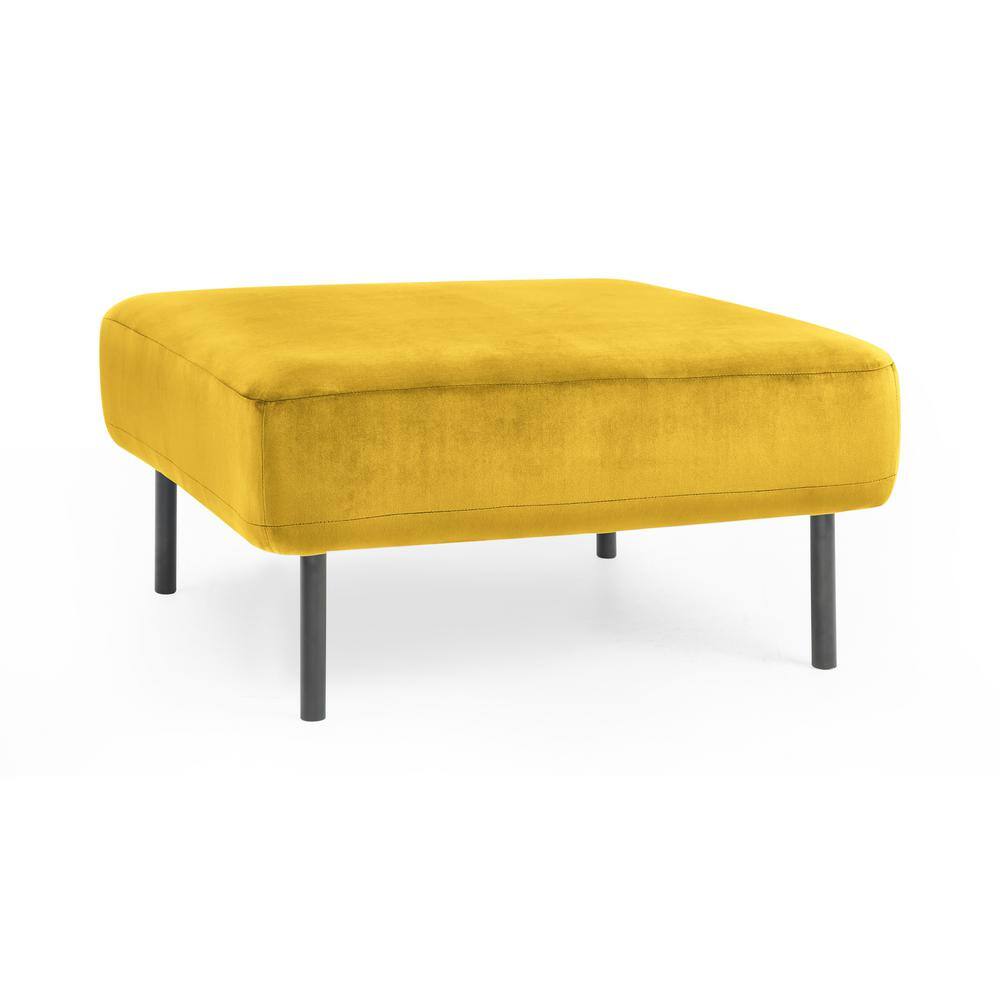 Art Leon Glaucus Midium Yellow Modern Velvet Square Cocktail Ottoman ...