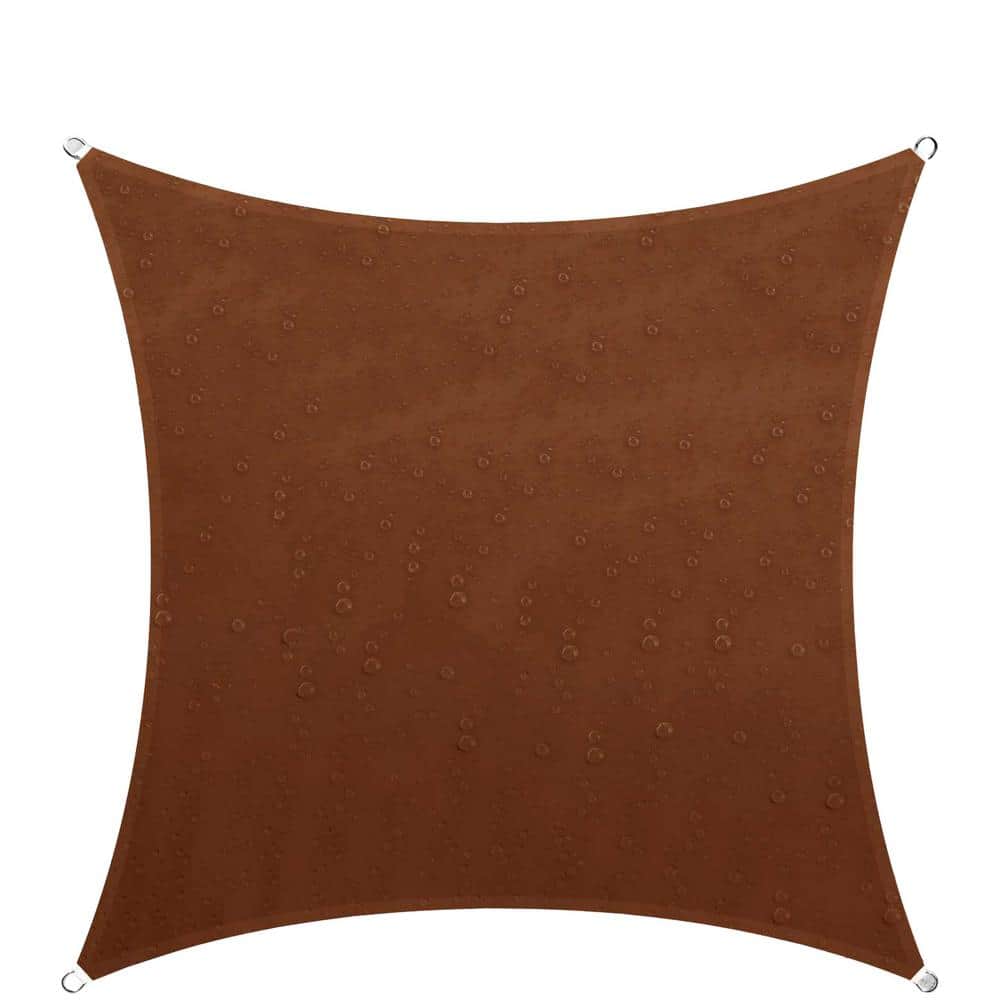 COLOURTREE 14 ft. x 14 ft. 220 GSM Waterproof Brown Square Sun Shade ...