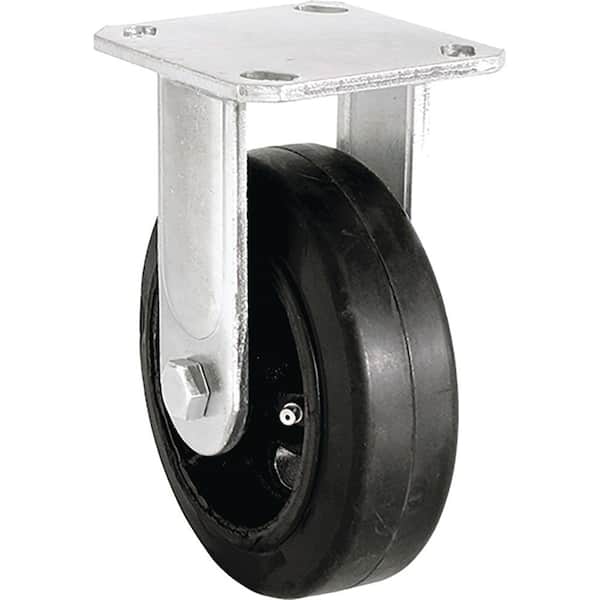 Shepherd 6 in. Black Soft Rubber and Steel Rubber Rigid Plate Caster ...