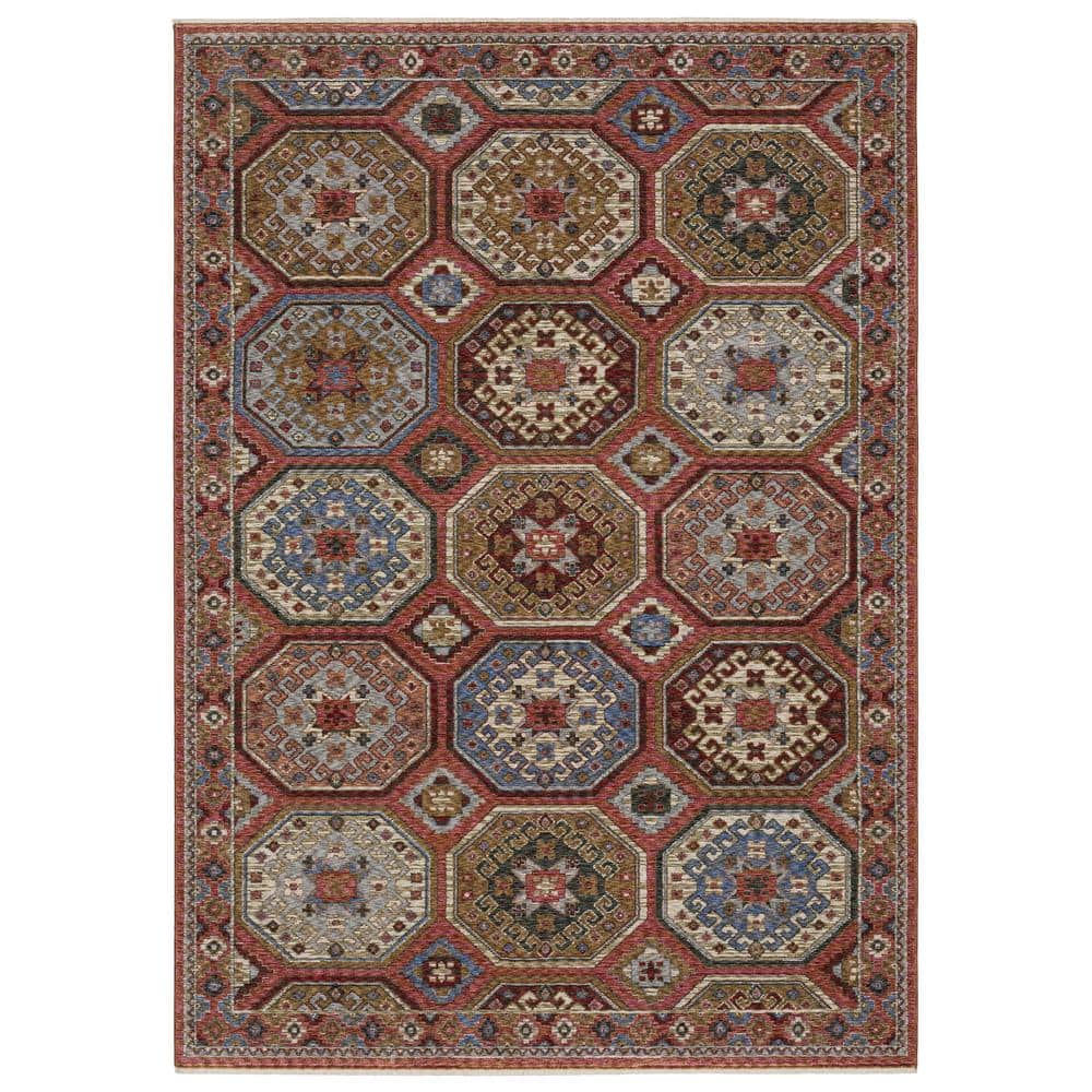 AVERLEY HOME Hunter Pink/Multi-Colored 4 ft. x 6 ft. Persian Geometric ...