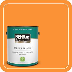 BEHR PREMIUM PLUS 8 oz. #P240-7 Joyful Orange Semi-Gloss Interior ...
