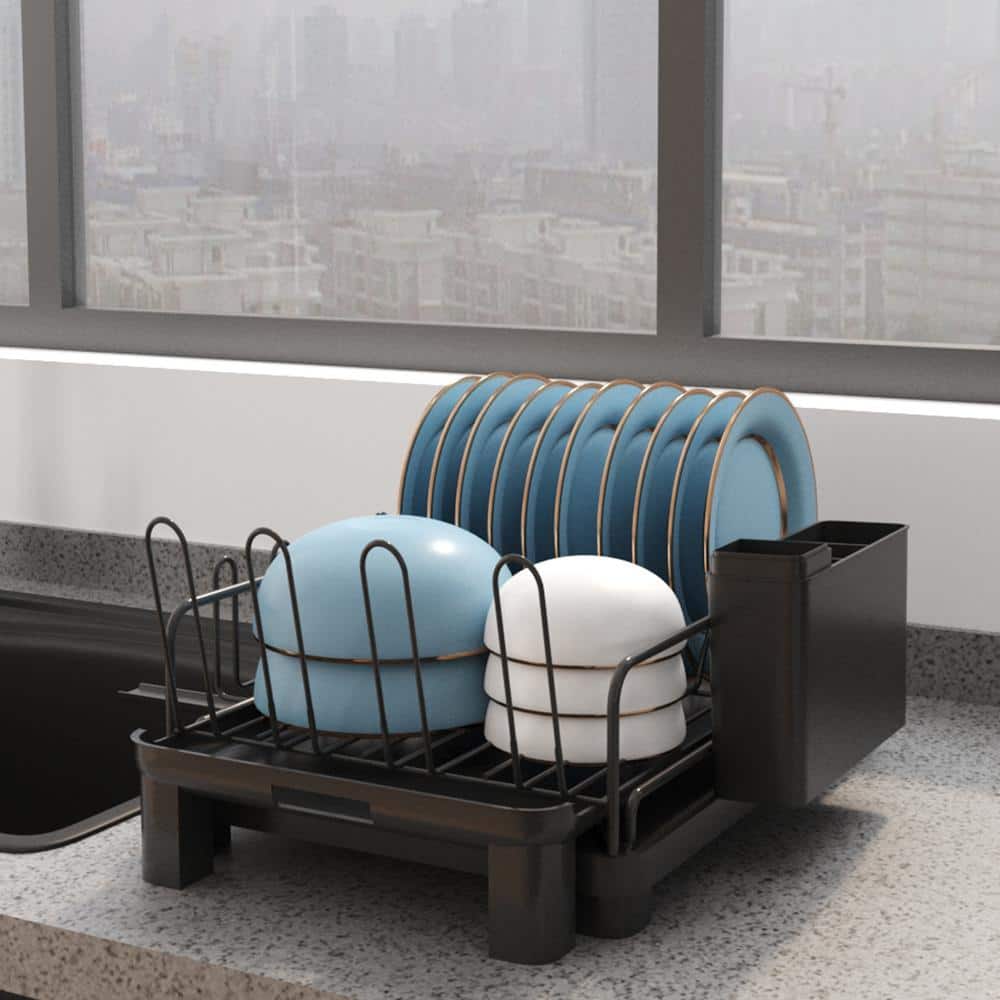 WOWOW Matte Black Standing Wide Over Sink Dish Rack, Multifunctional ...