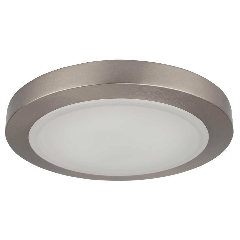 Angel 9.5 in. 120-Watt Brushed Nickel Integrated LED Flush Mount with ...
