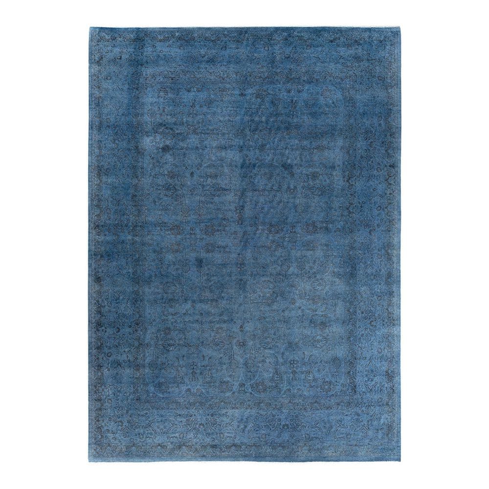 Chloe & Olivia Home Overdyed Blue 9 ft. x 12 ft. Solid Wool Indoor Area ...