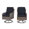 Hampton Bay Windsor Brown Wicker Outdoor Patio Swivel Dining Chair with ...