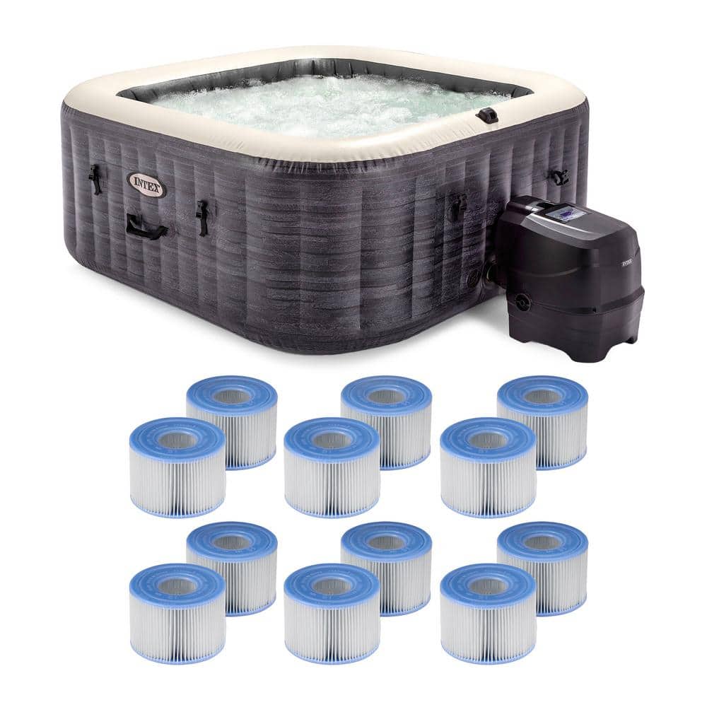 Intex PureSpa Plus 4-Person 140 Jet 120 V Inflatable Square Hot Tub Spa ...